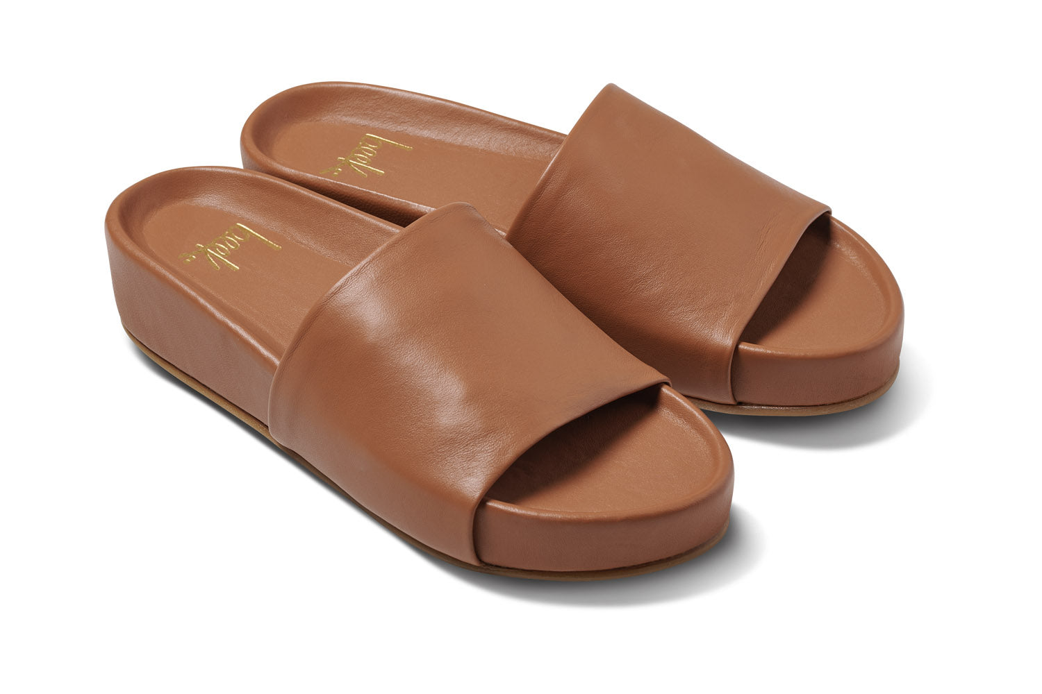 PELICAN Tan Leather Platform Slide Sandal | beek