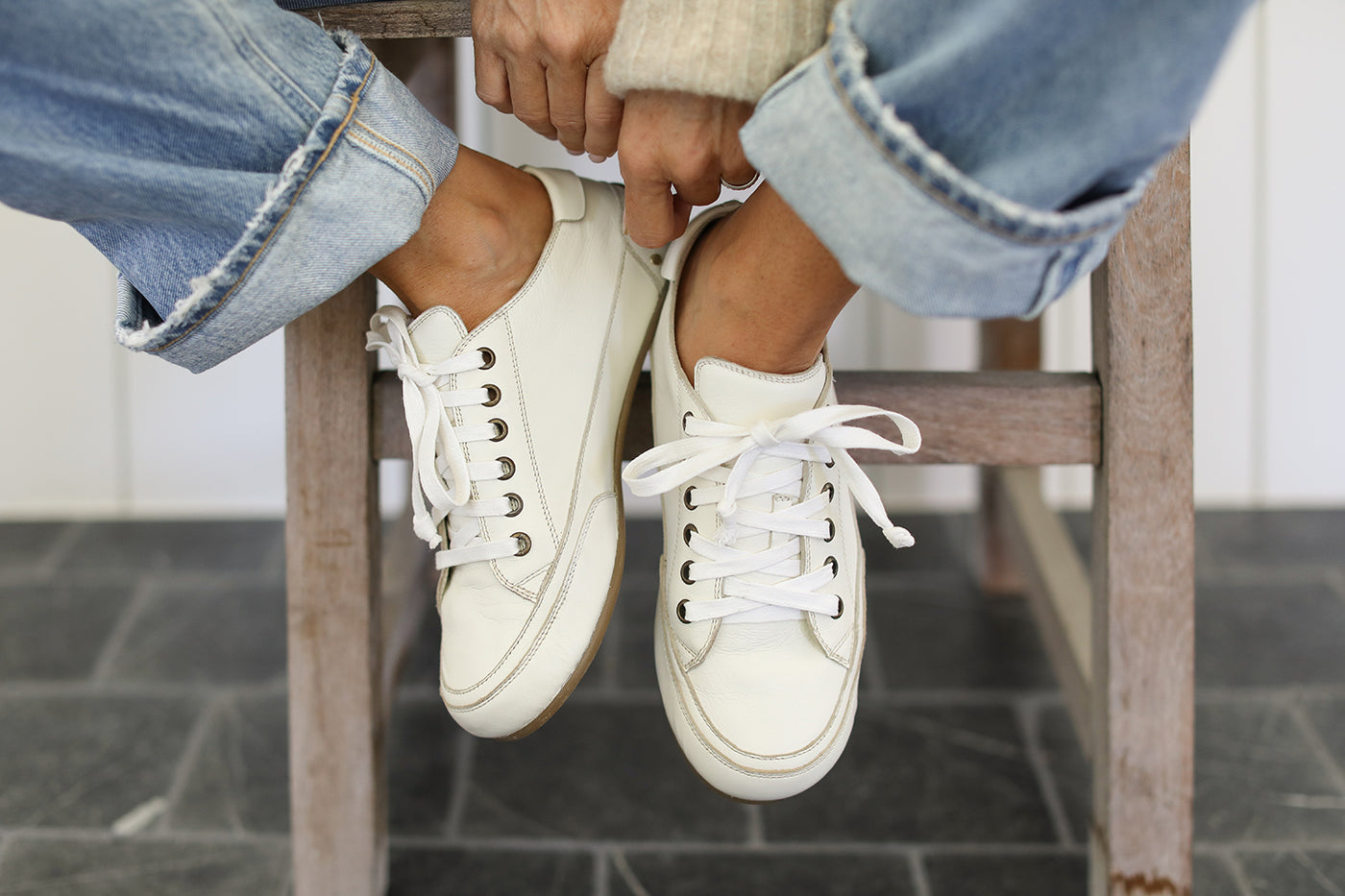 Sandpiper Leather Sneaker - White | beek